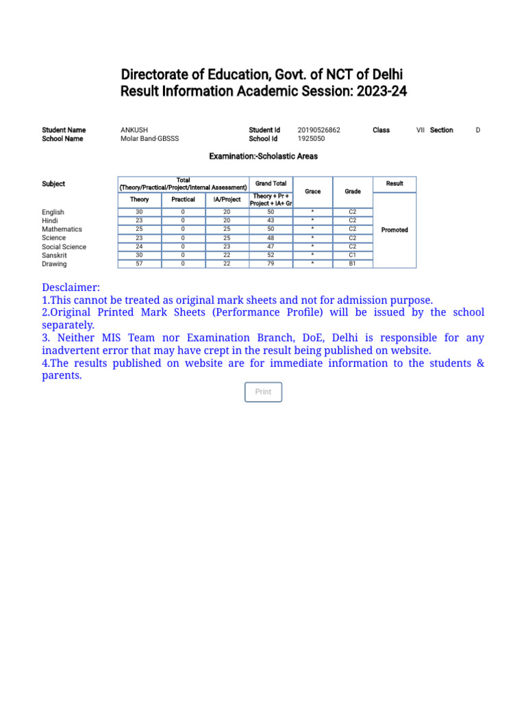 ankush marksheet 7th class | PDF