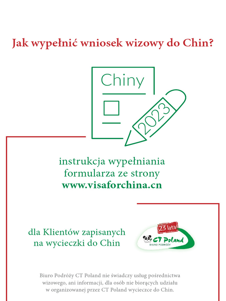 Instrukcja Wypelniania Wniosku Wizowego Do Chin | PDF