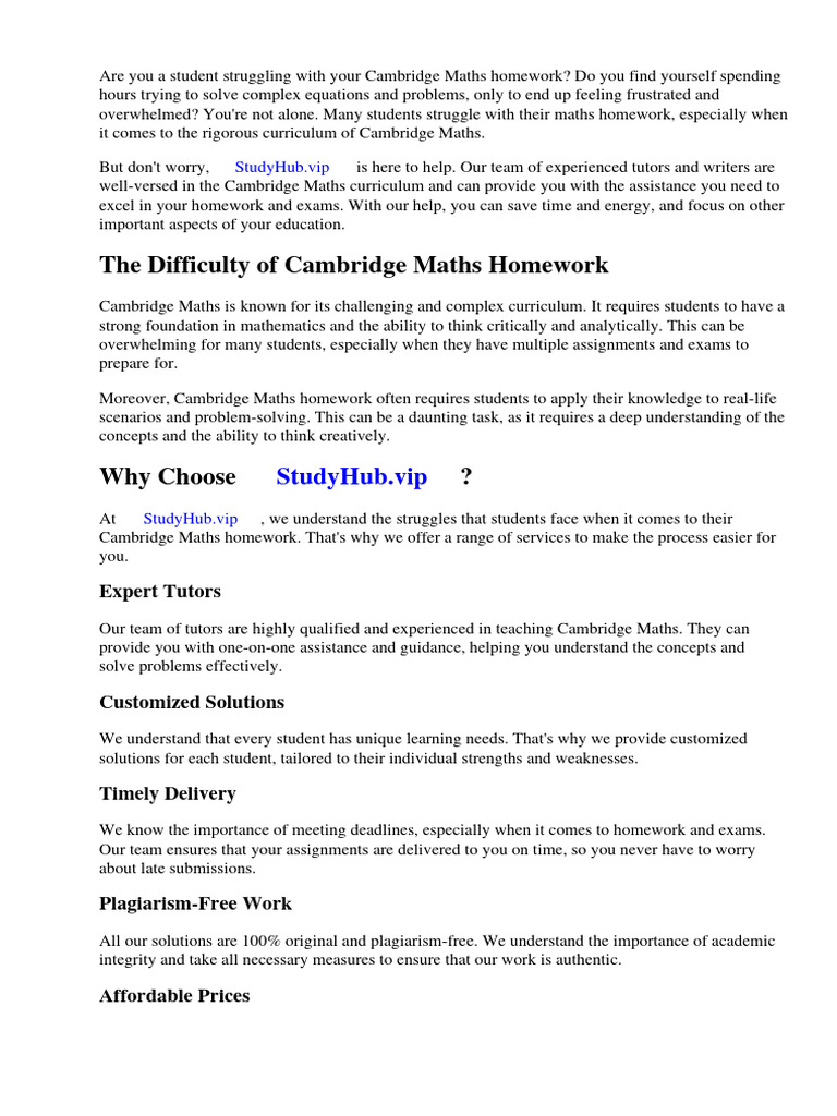 Cambridge Maths Homework | PDF | Mathematics | Websites
