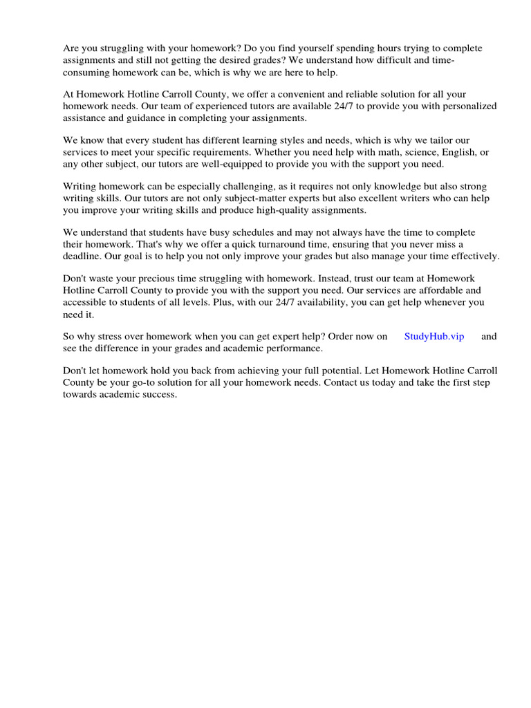 Homework Hotline Carroll County | PDF | Homework