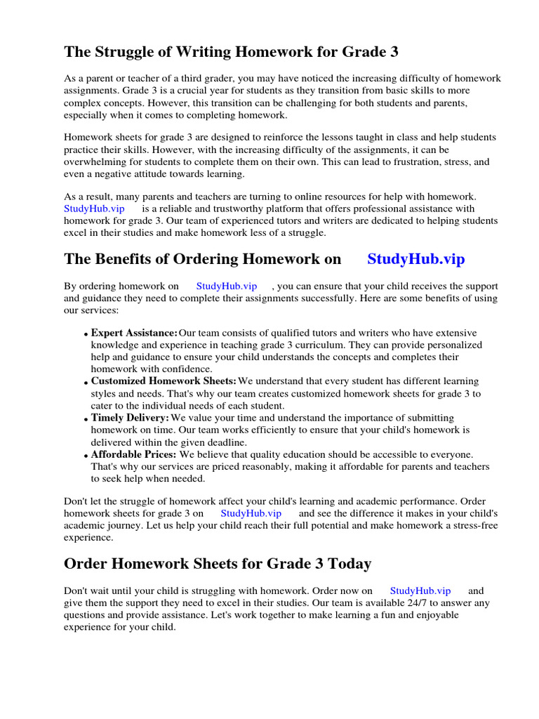 Grade 3 Homework Help for Parents | PDF | Worksheet | Homework