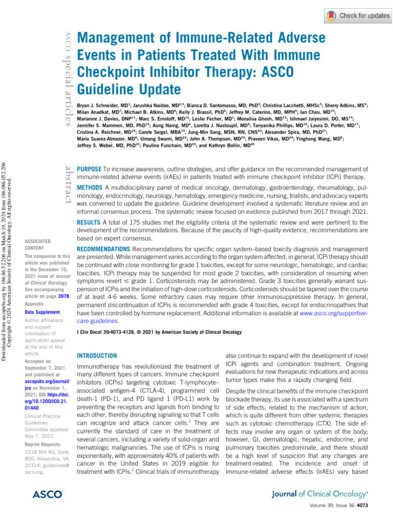 Schneider Et Al 2021 Management of Immune Related Adverse Events in Patients Treated With Immune ...