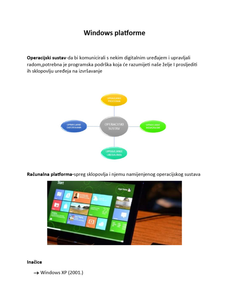 Windows Platforme: Operacijski Sustav-Da Bi Komunicirali S Nekim ...