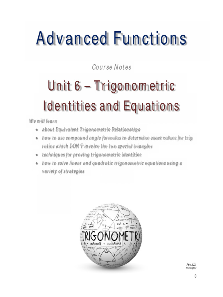 CH6 - Trig Identities and Equations | PDF | Trigonometric Functions ...
