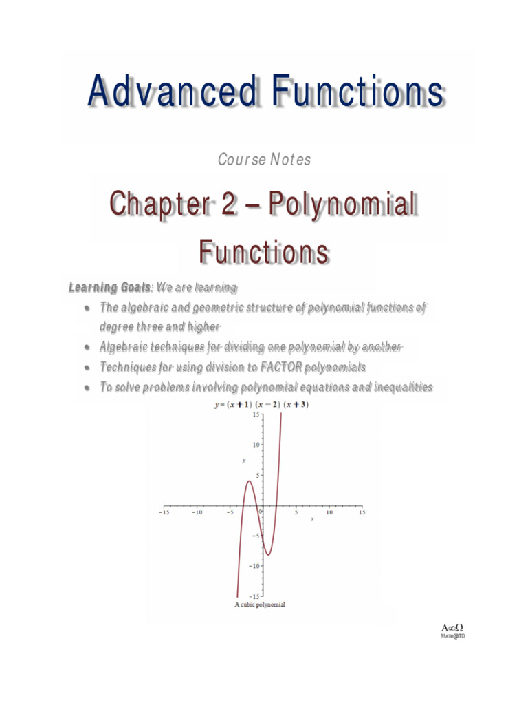 CH2 - Polynomial Function Notes | PDF | Factorization | Polynomial CH2 - Polynomial Function Notes | PDF | Factorization | Polynomial