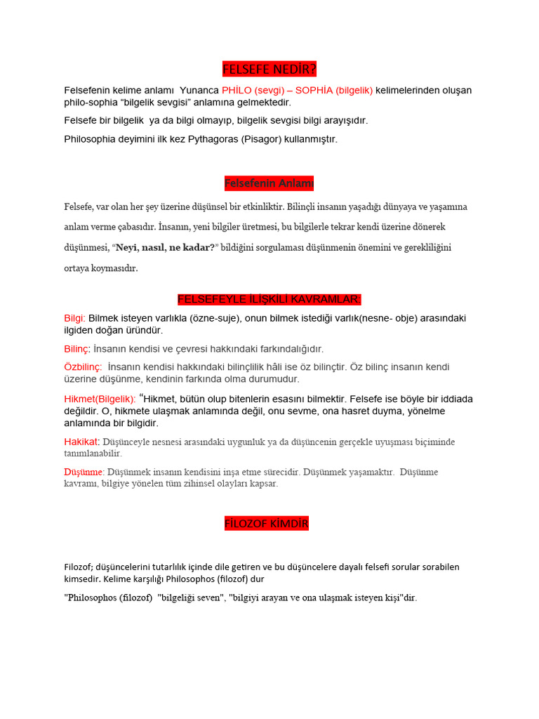 Felsefe Ders Notlari | PDF