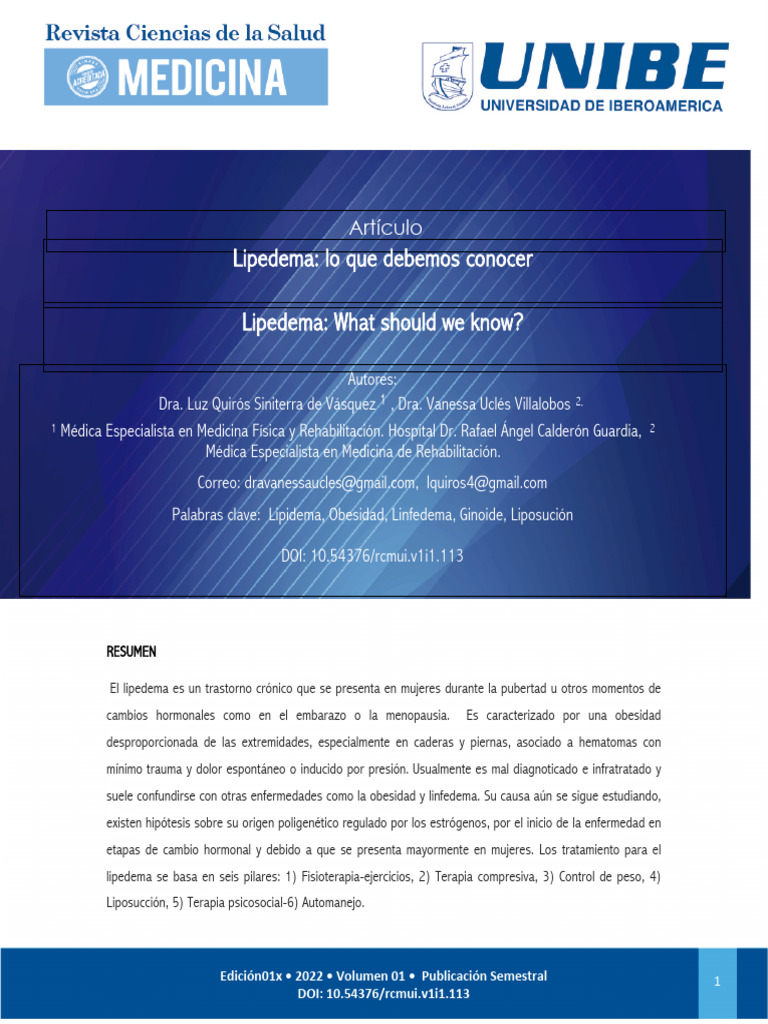 Lipedema +Lo+Que+Debemos+Conocer | PDF | Dieta | Tejido adiposo