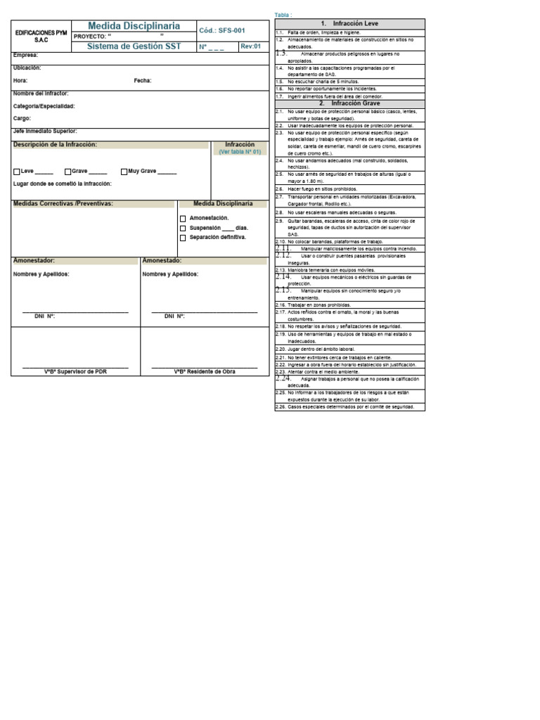 Medida_Disciplinaria Rev 01-DYM | PDF | La seguridad