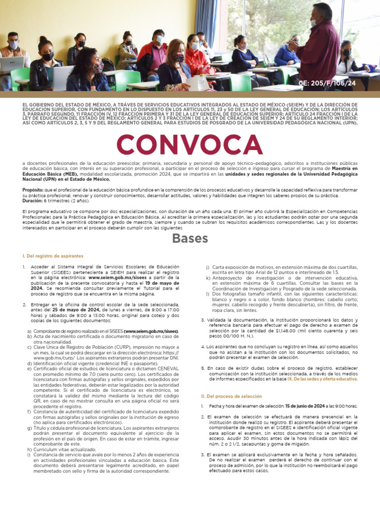 Convocatoria para Ingresar A La Maestría en Educación Básica 2024 en L IPN 151 Toluca y Sus ...
