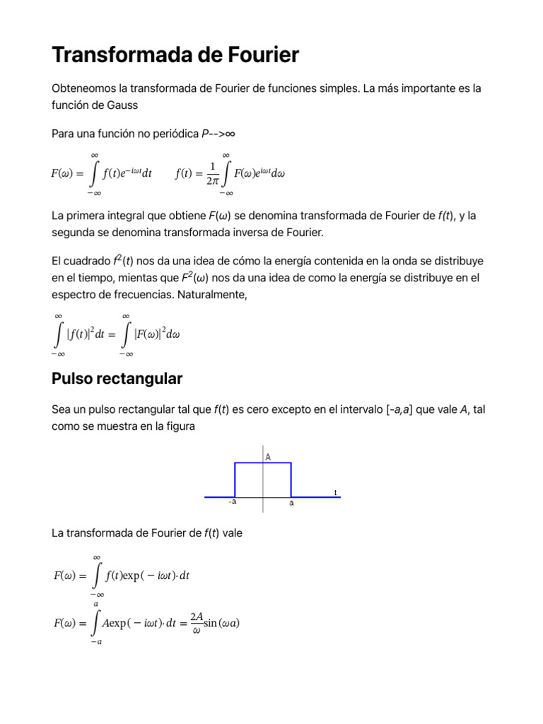 Transformada de Fourier | PDF | Integral | Distribución normal