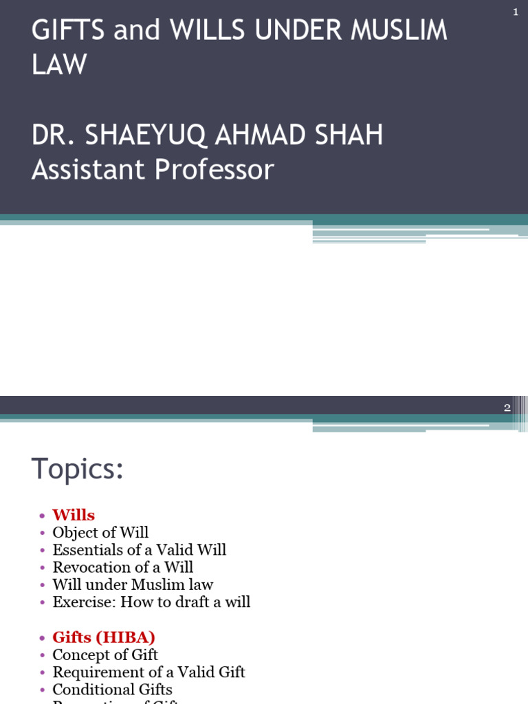 Gifts and Wills Under Muslim Law | PDF | Will And Testament | Probate