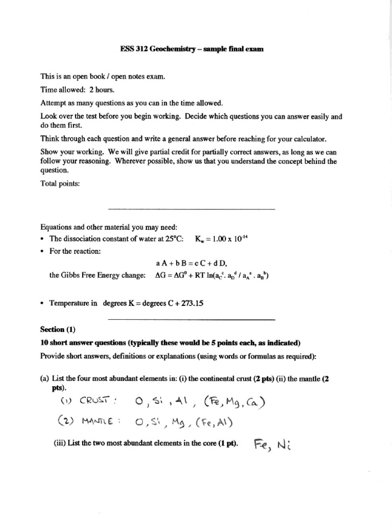 Ess312 Practice Final Key 2 | PDF