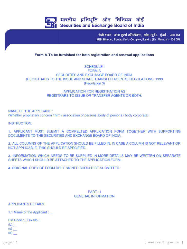 Form A Sebi | PDF | Securities (Finance) | Domain Name Registrar
