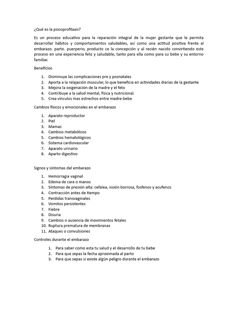 Qué Es La Psicoprofilaxis | PDF | El embarazo | Parto