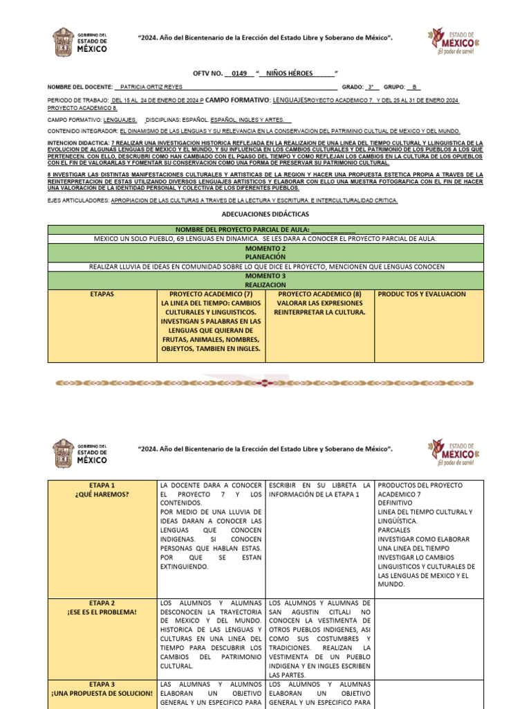 Oftv No 0149 3°b Campos Formativos 20-01-24 | PDF | México | Lingüística