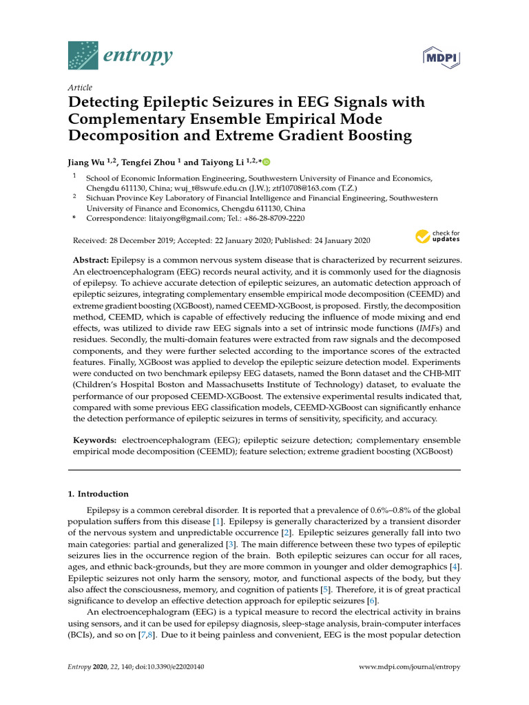 Entropy 22 00140 v2 | PDF | Electroencephalography | Signal Processing