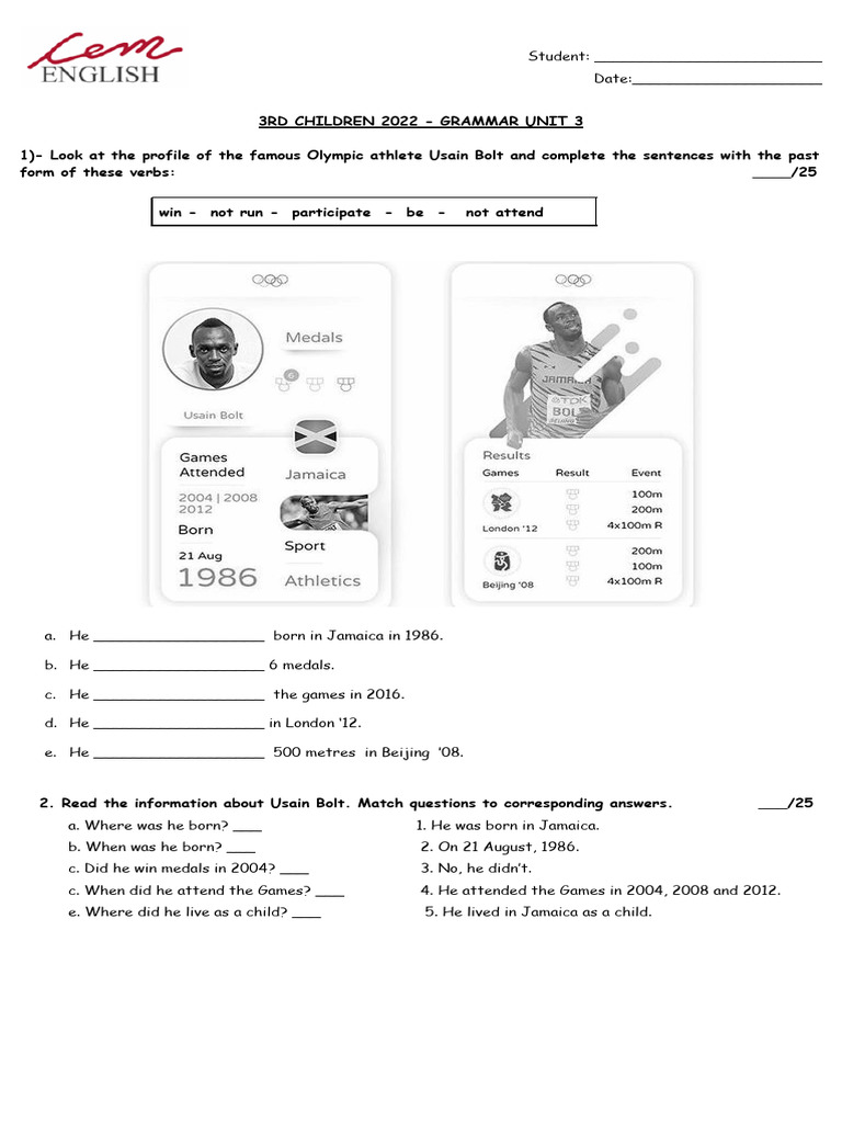 3rd Children 2022 - Grammar Task Unit 3 | PDF | Language Families | Linguistic Typology