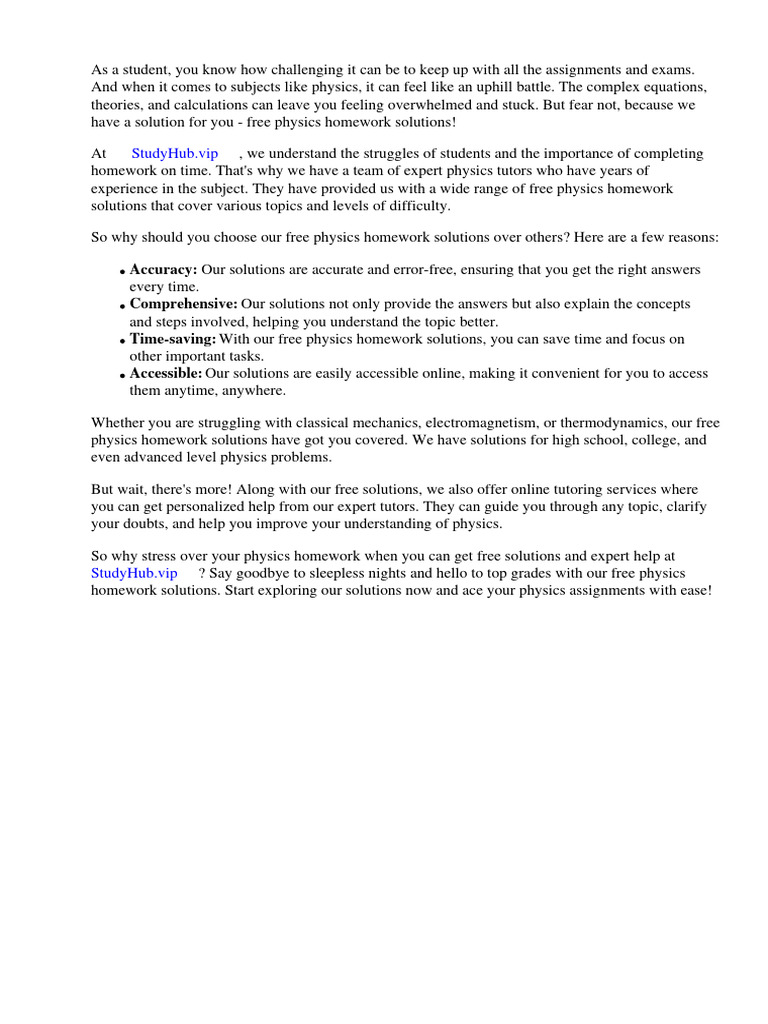 Free Physics Homework Solutions | Download Free PDF | Quantum Mechanics ...