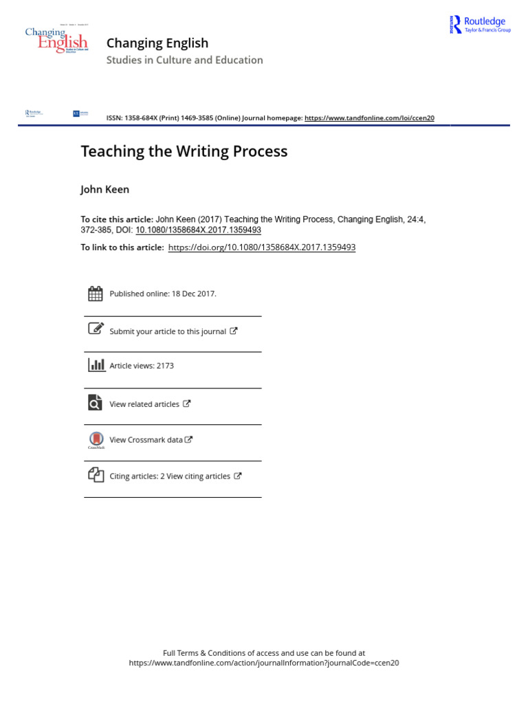 Teaching The Writing Process | PDF | Teachers | Learning