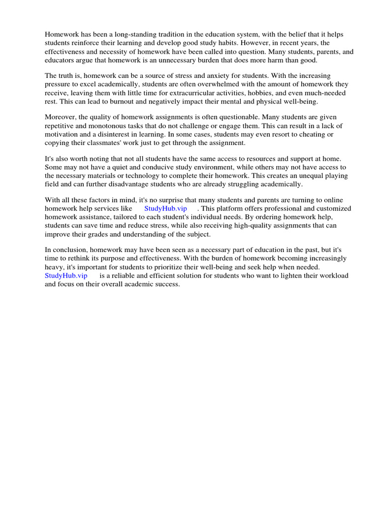 Homework An Unnecessary Burden | PDF | Homework | Teachers