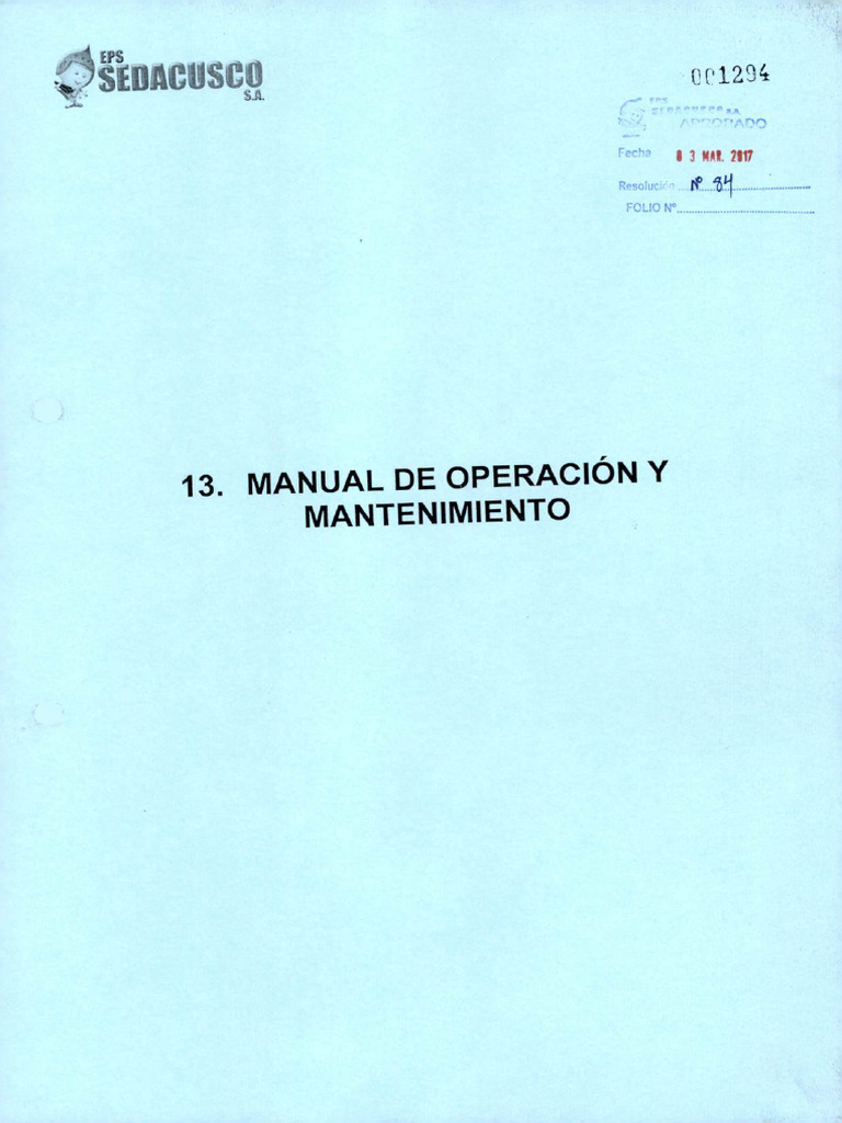 01 MANUAL DE OPERACION Y MANTENIMIENTO | PDF