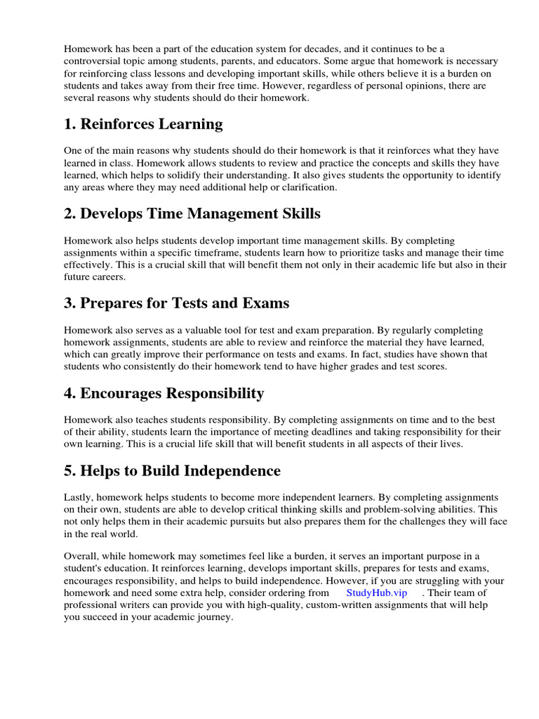 Why Should Students Do Homework | PDF | Homework | Learning