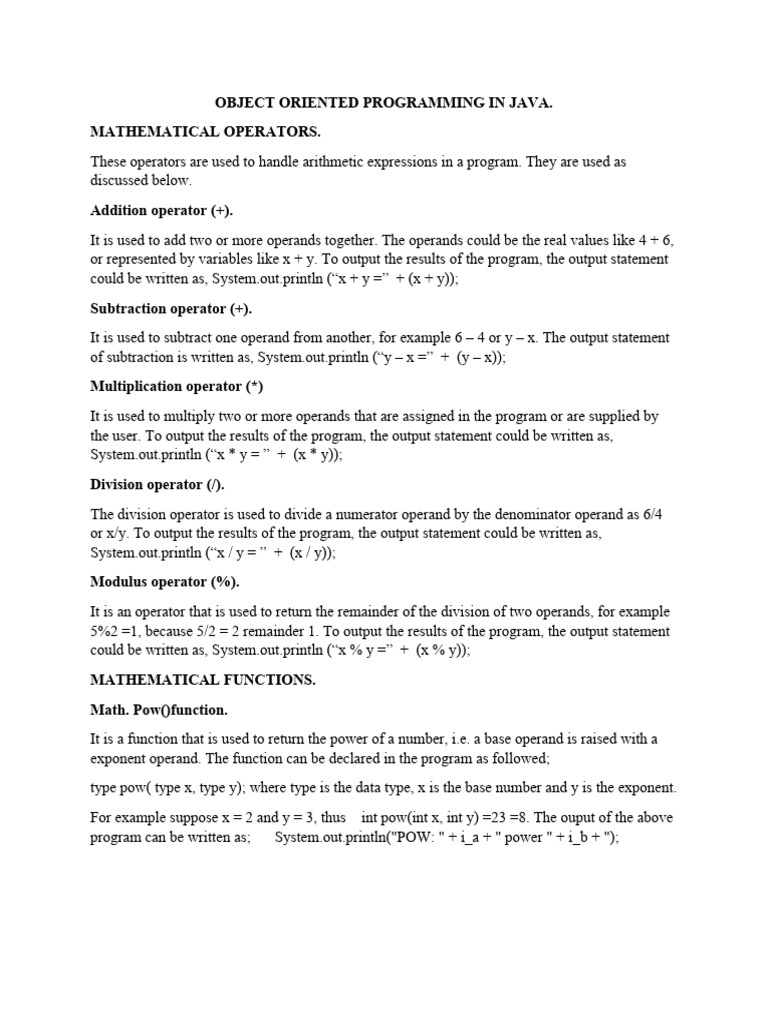 Object Oriented Programming In Java Pdf Parameter Computer 1143