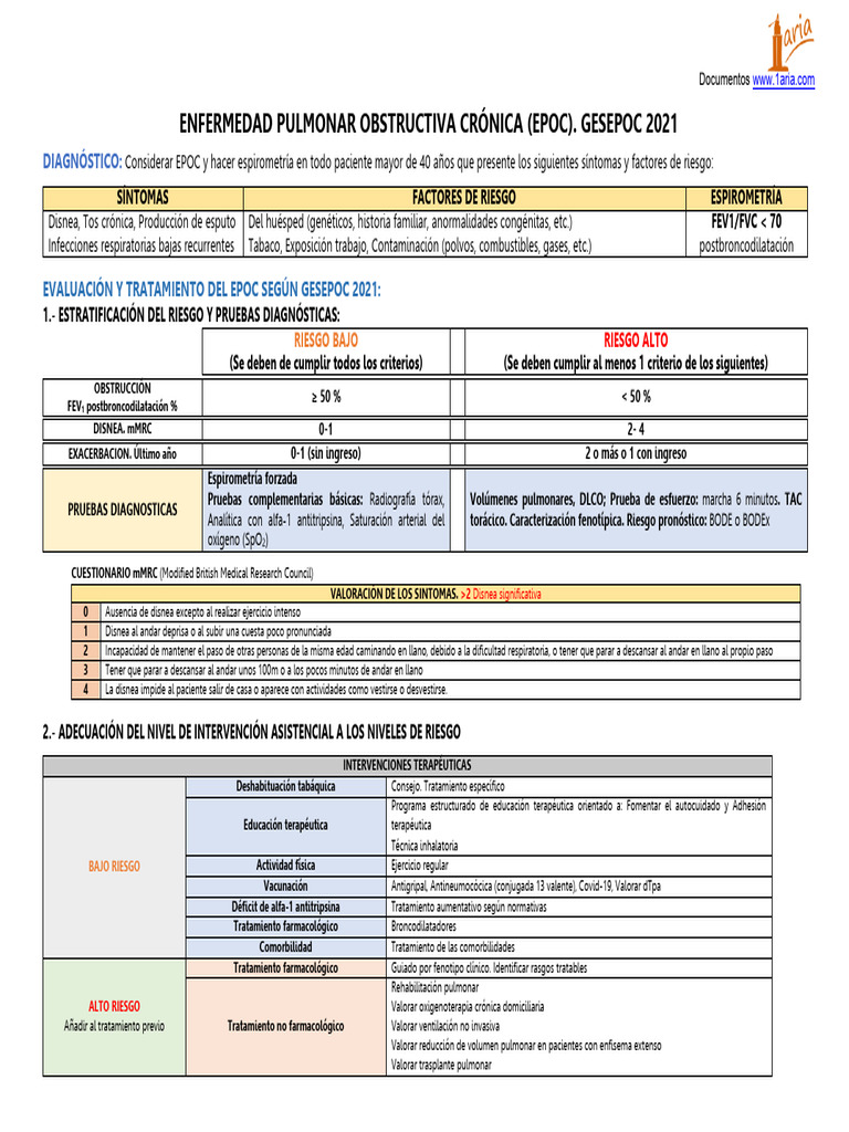 Guía EPOC 2021: Diagnóstico y Tratamiento | PDF | Enfermedad pulmonar ...