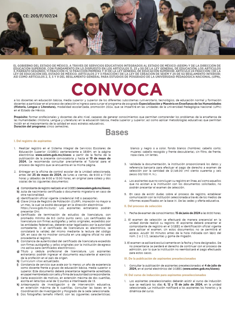 Convocatoria para ingresar a la Maestría en Enseñanza de las Humanidades 2024 en la UPN 151 ...