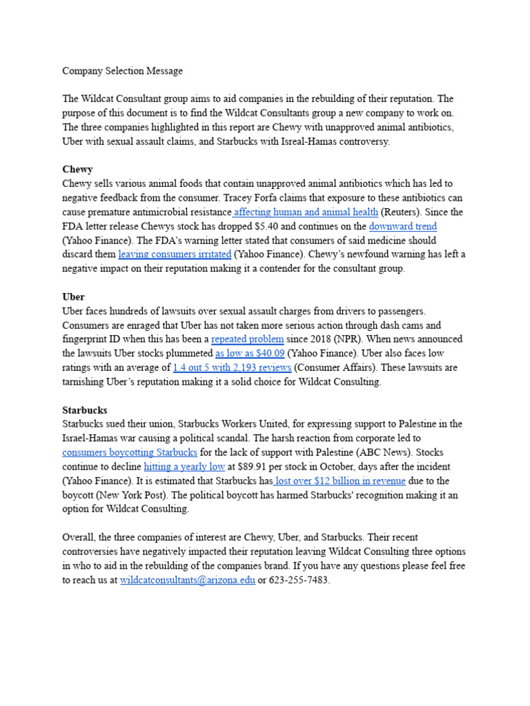 Reputation Recovery for Chewy, Uber, Starbucks | PDF | Starbucks