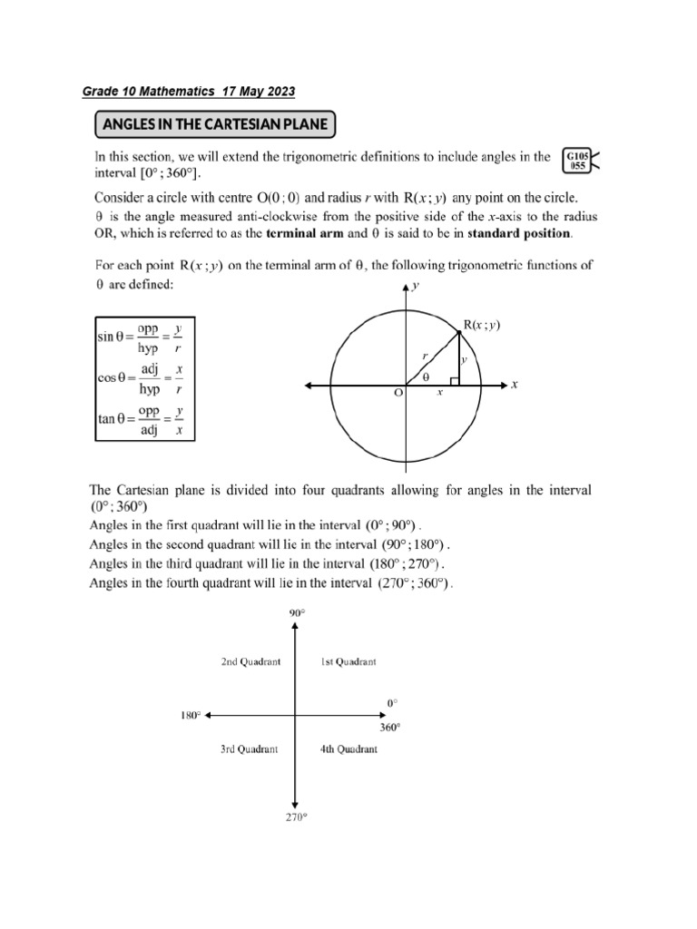 Grade 10 Math Cartesian Plane 17 May 2023 | PDF