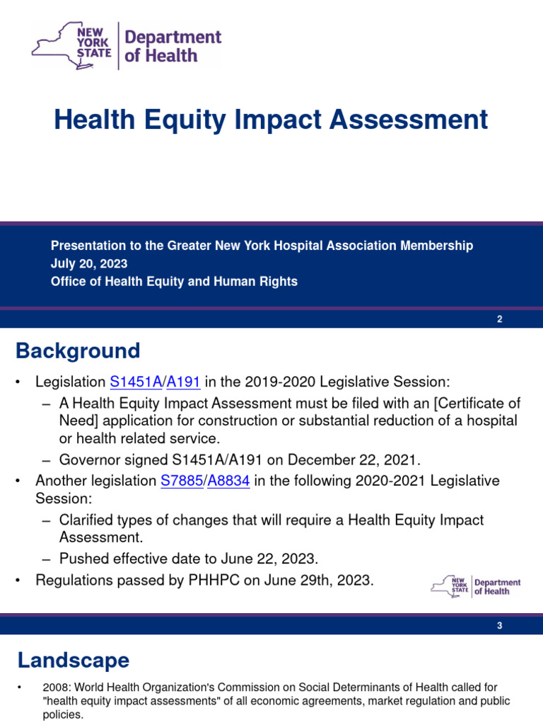 Health Equity Impact Assessment Overview | PDF | Health Equity | Health ...