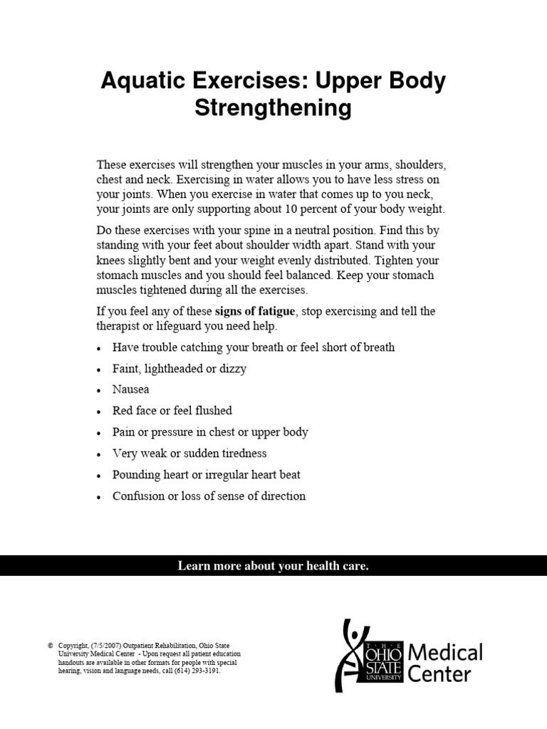Aquatic Exercises_ Upper Body Strengthening | PDF | Hand | Elbow