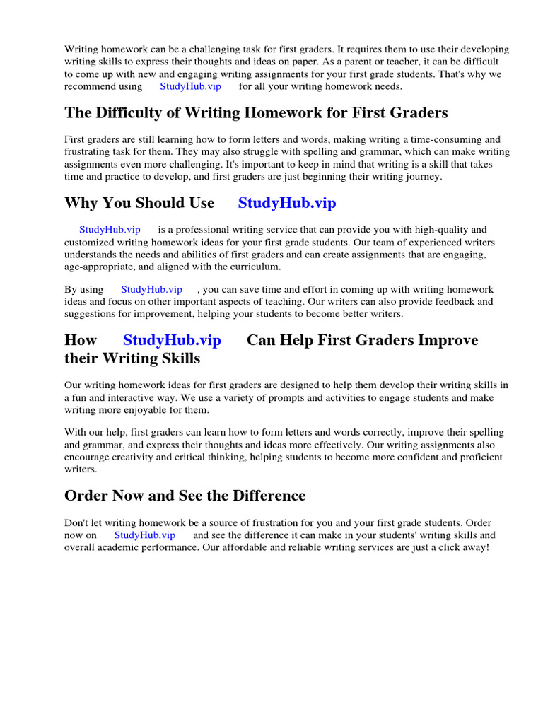 Writing Homework Ideas First Grade | PDF | Homework | Literacy