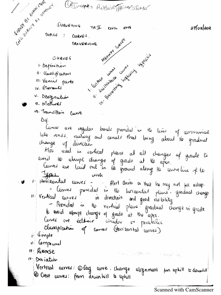 Survey Ii Curves Notes-1 | PDF
