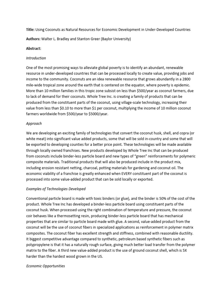 Coconut Pdf Coconut Materials