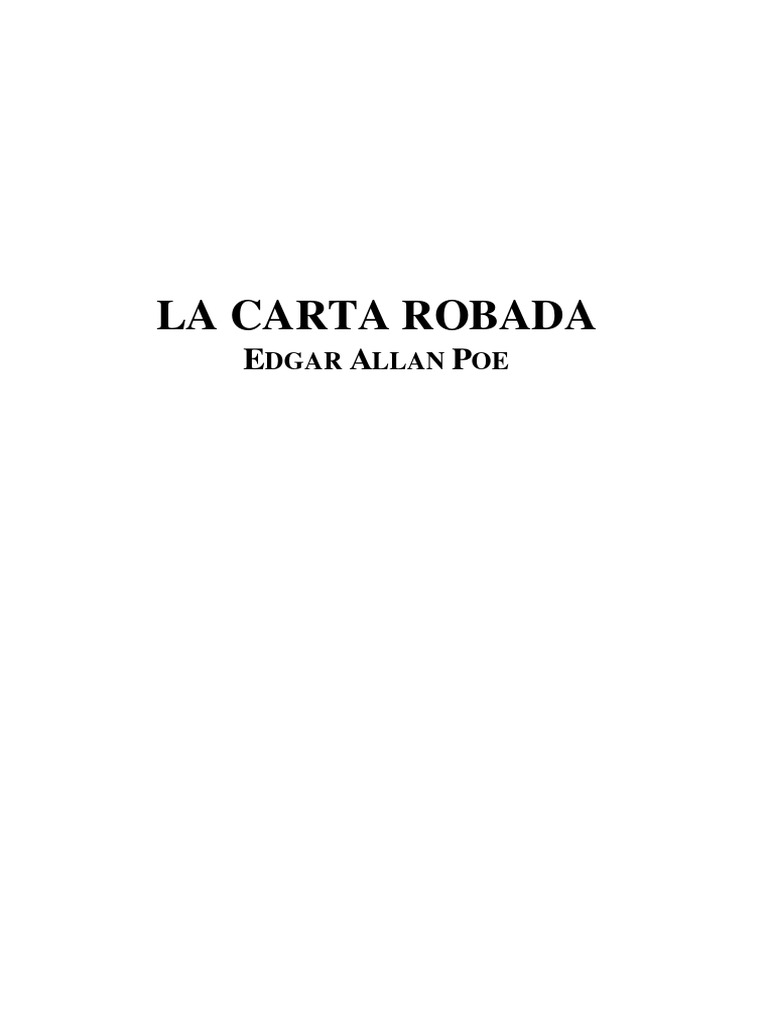 La Carta Robada Edgar Allan Poe Pdf Axioma Verdad