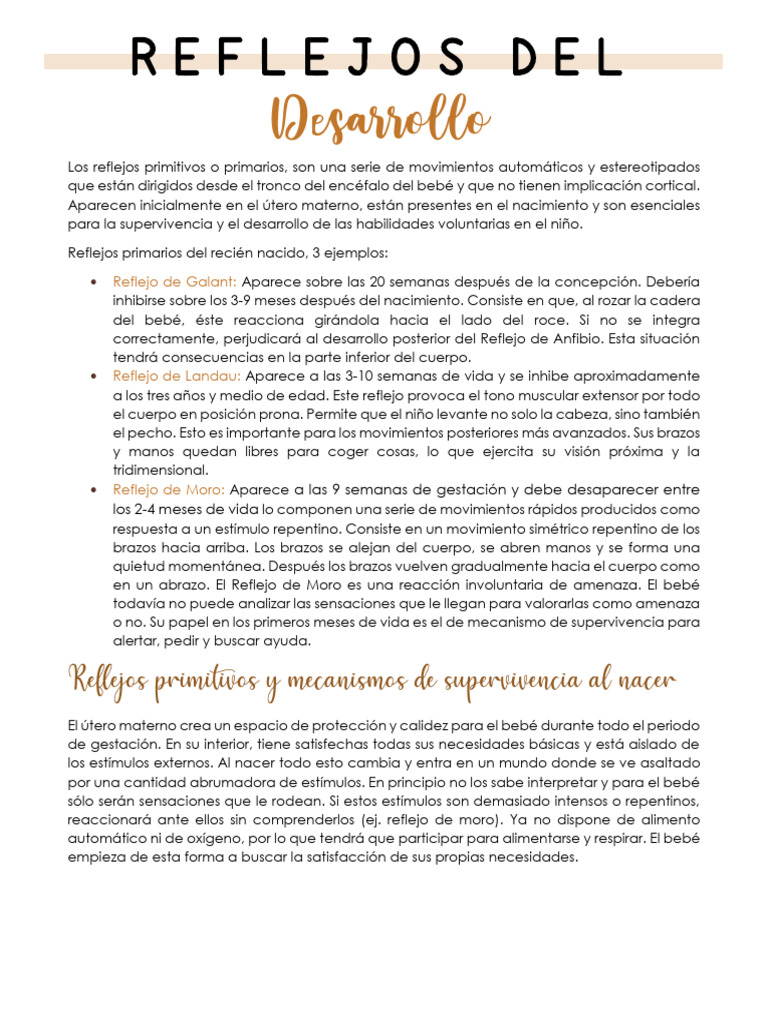 Reflejos primitivos en recién nacidos | PDF | Relaciones personales ...