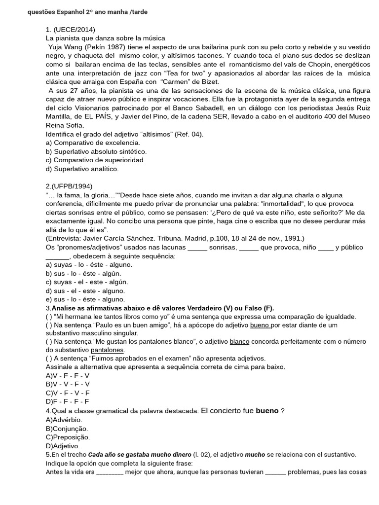 Cuestiones de Español 2º Año | PDF | Las artes escénicas