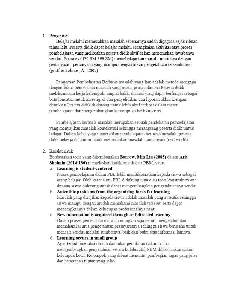 Pengertian & Tujuan PBL | PDF | Karier & Perkembangan