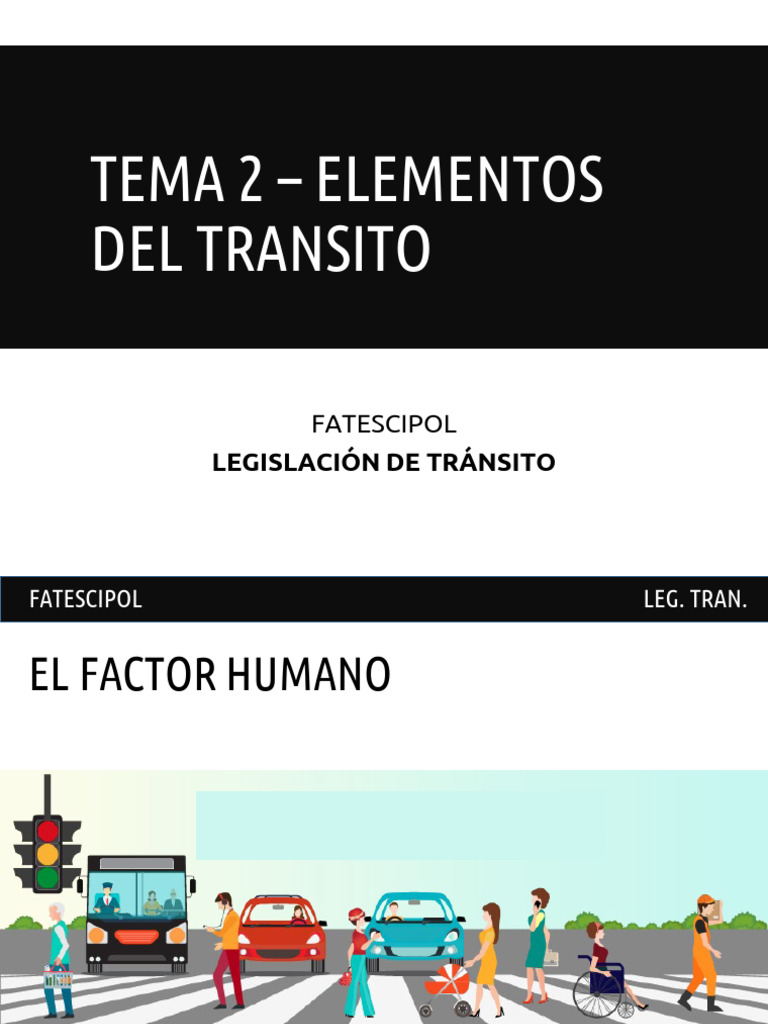 Tema 2 Elementos Del Transito | PDF | Peatonal | Transporte por carretera