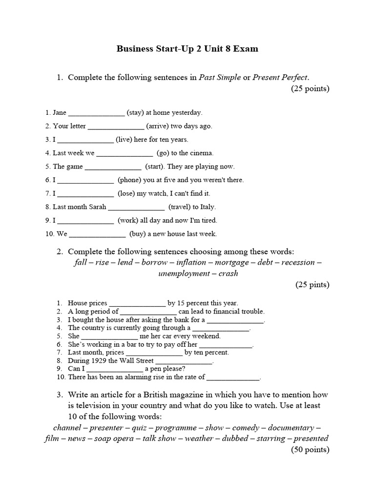 Business Start-Up 2 Unit 8 Exam | PDF