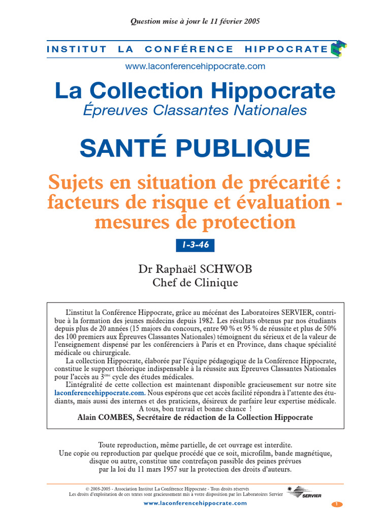 Précarité et Santé : Évaluation et Protection | PDF | Cancer ...