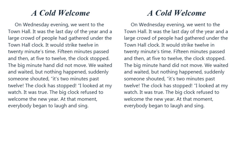 A Cold Welcome | PDF