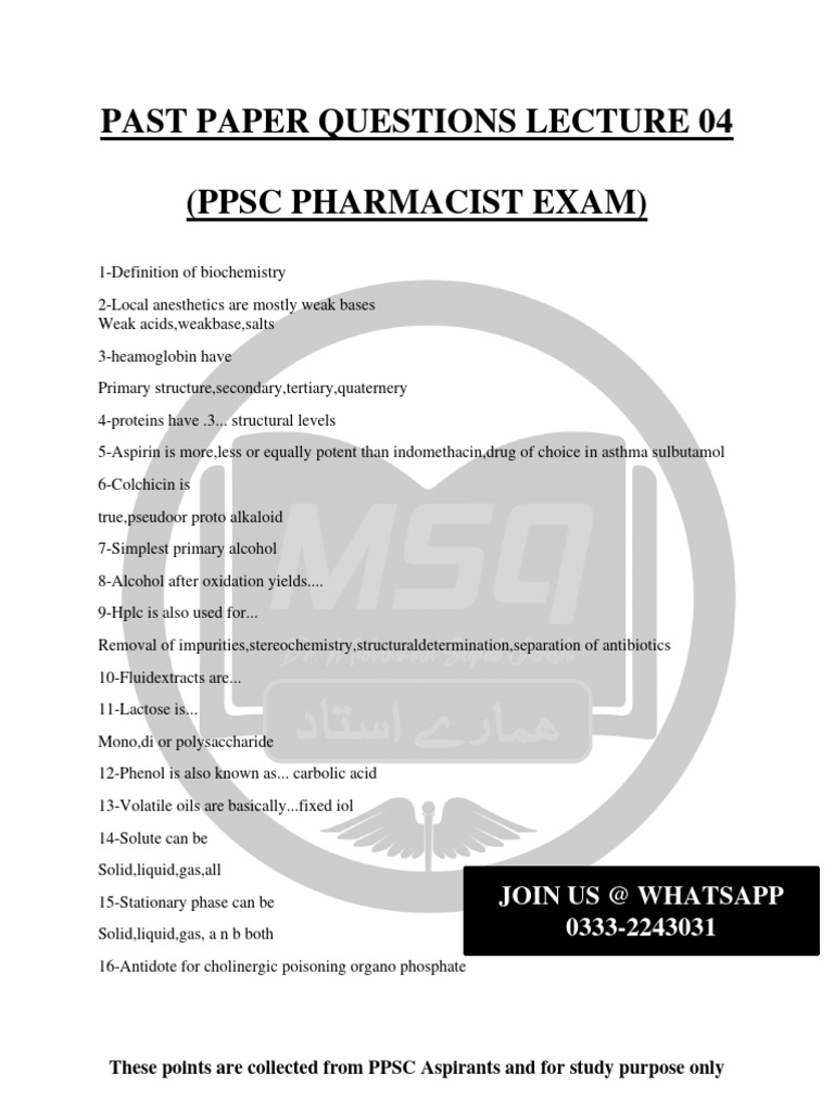 PPSC Exams Past Paper 4 | PDF | Acid | Electrolyte