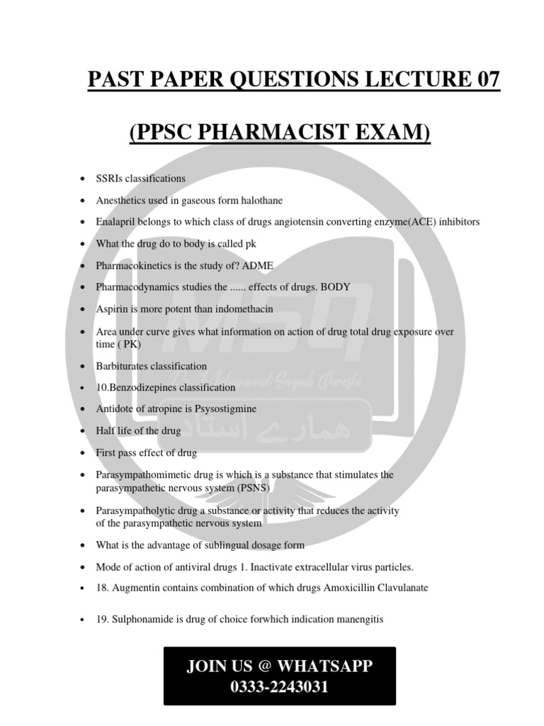 PPSC Exams Past Paper 7 | PDF | Pharmacology | Buffer Solution