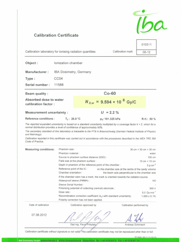 CC04 SN 11588 Calibration Certificate | PDF