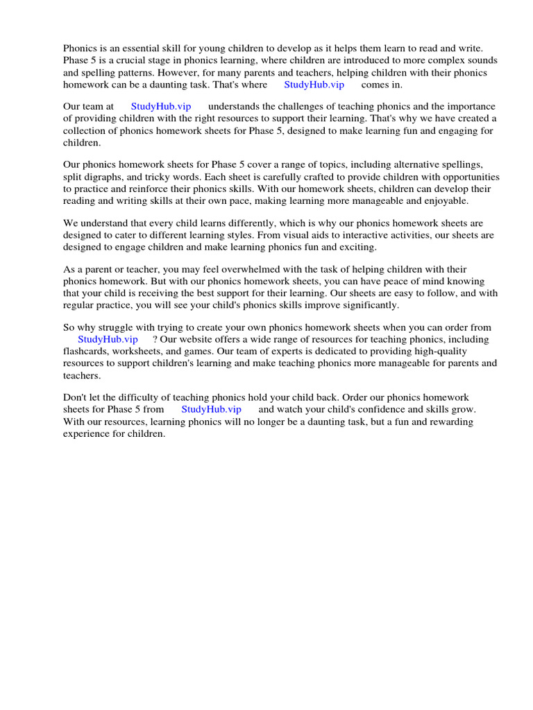 Phonics Homework Sheets Phase 5 | PDF | Phonics | Reading (Process)