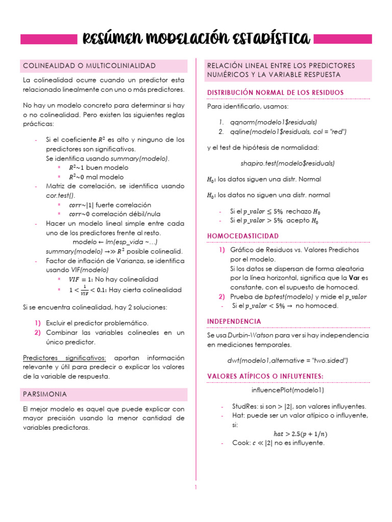 Resumen 1 Modelación Estadística | PDF | Distribución normal ...