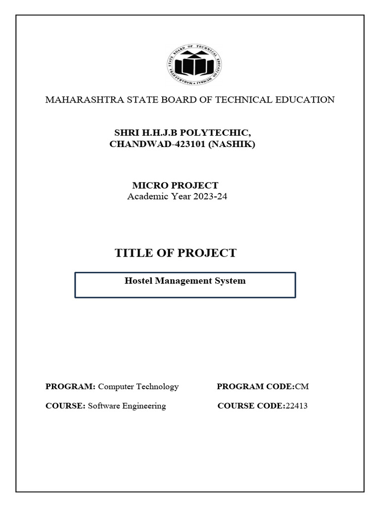 Hostel Management System Project Overview | PDF | Databases | Computer ...
